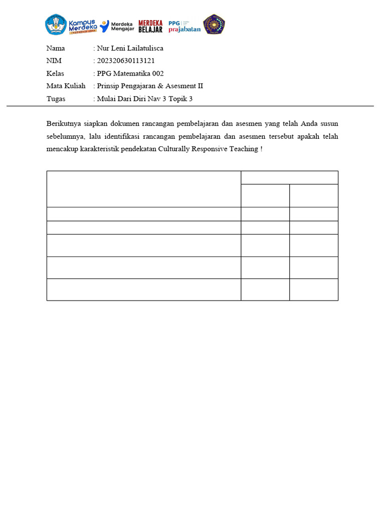 MULAI DARI DIRI NAV 3 PPA 2 - T3 - Nur Leni L | PDF