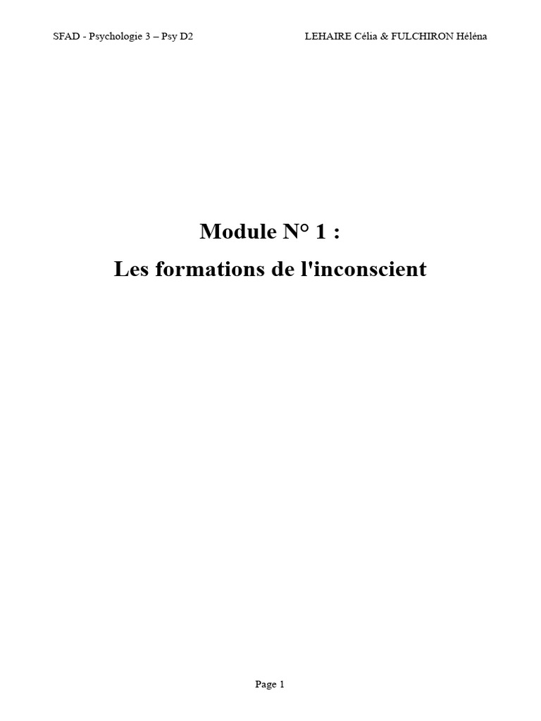 Module 1 - Les Formations de Linconscient-1 (4628) | PDF