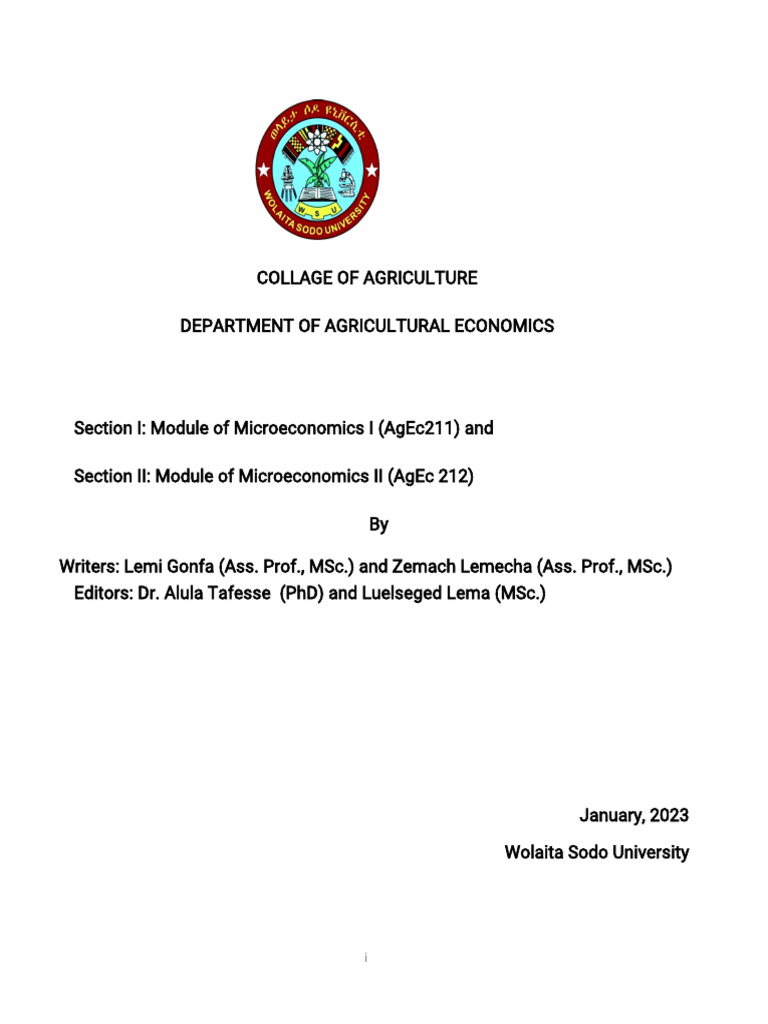 Microeconomics I Course Module Overview | PDF