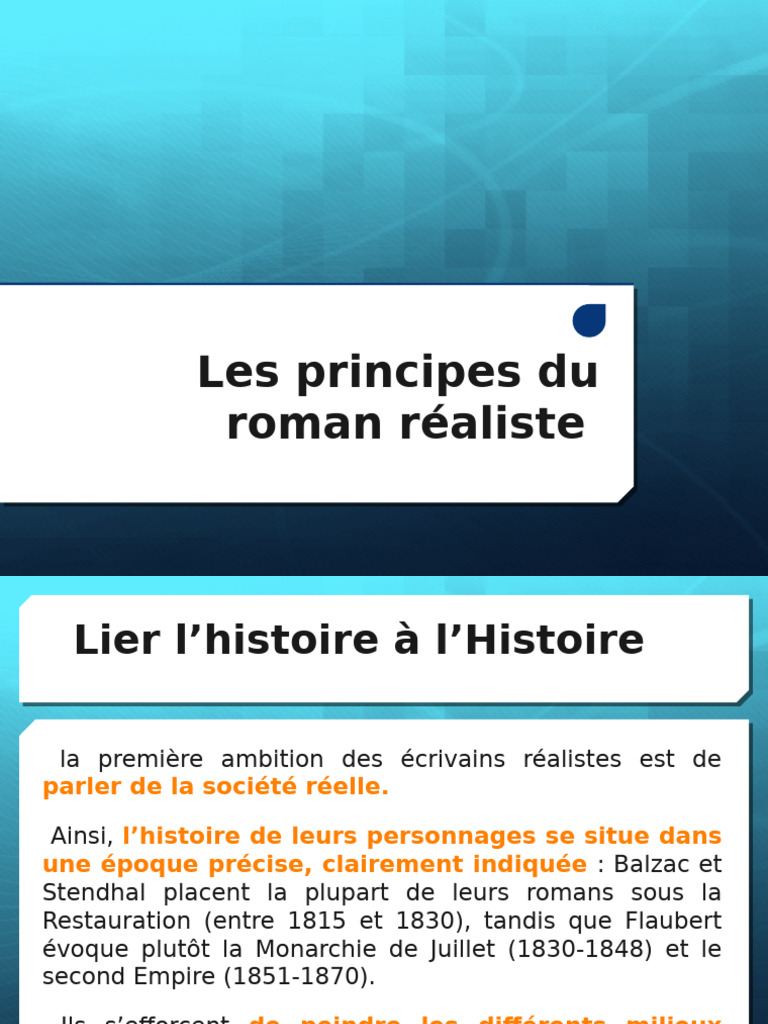 Principe Du Roman Réaliste | PDF