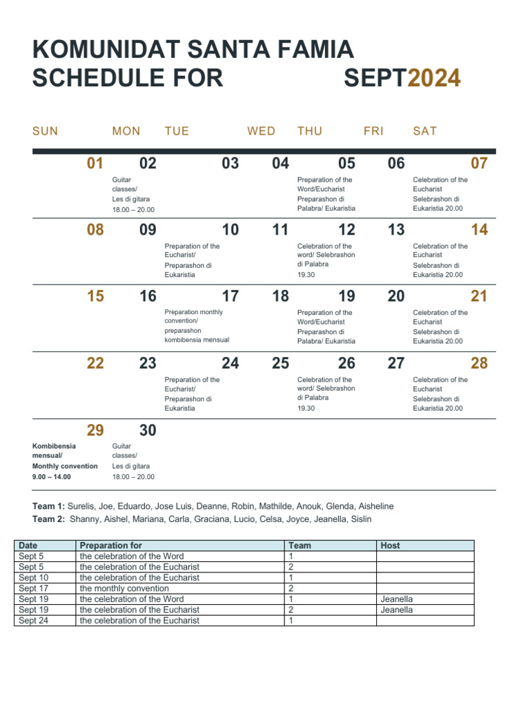 Sta Famia Community Schedule Sept2024 | PDF