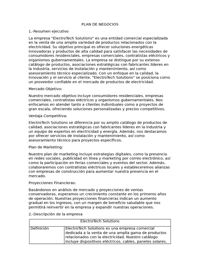 Trabajo Tallet 1 PLAN DE NEGOCIOS | PDF | Marketing | Negocios