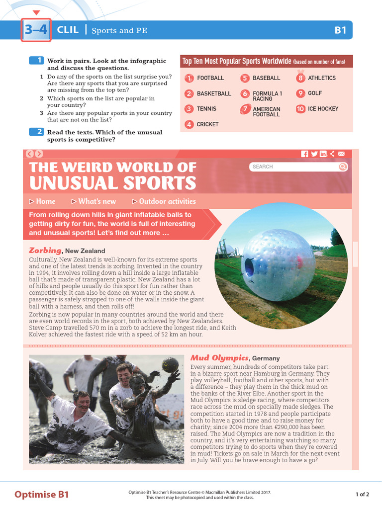 OPT B1 CLIL Units3-4 Worksheet | PDF