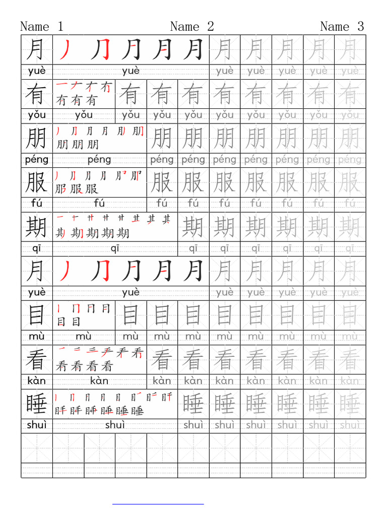 Chinese Characters Practice Sheet 31 | PDF