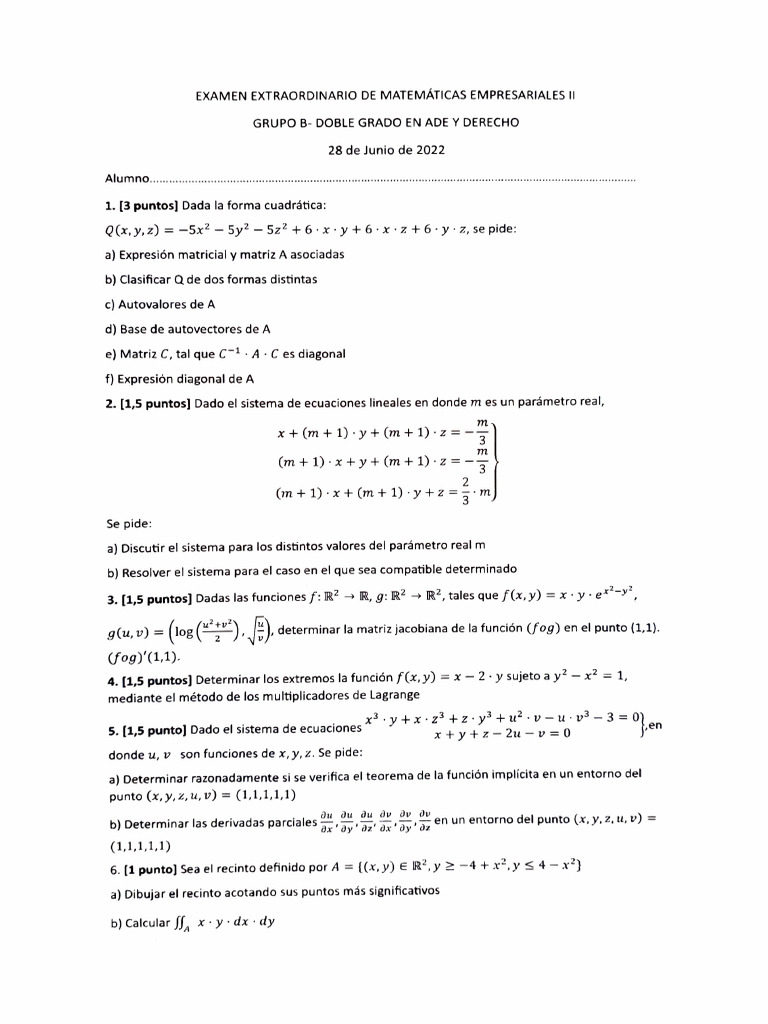 Examen_extr_mat_emp_II_grado_ade_derecho | PDF