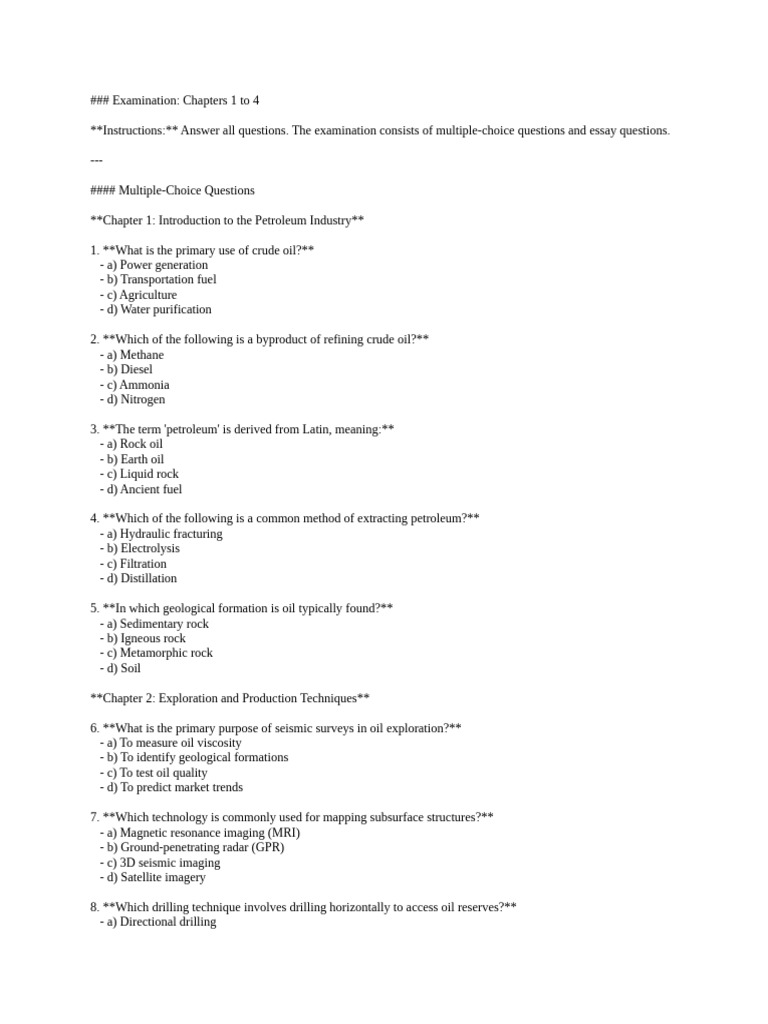 Examination Introduction To Petroleum | PDF