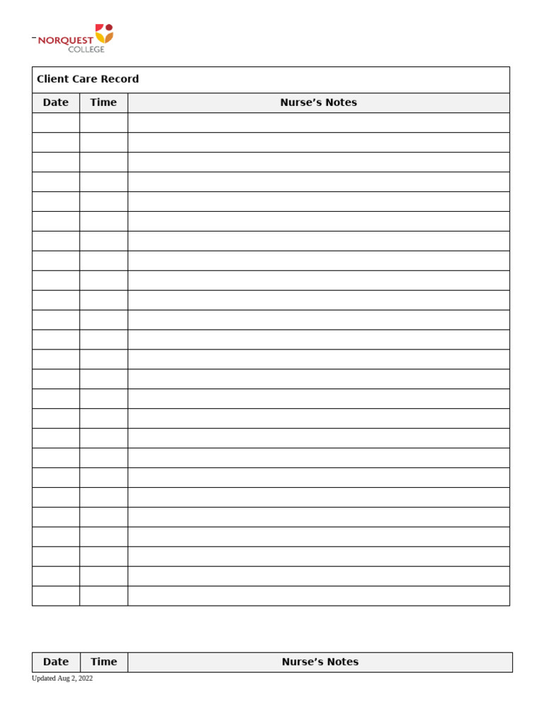 Client Care Record Blank | PDF