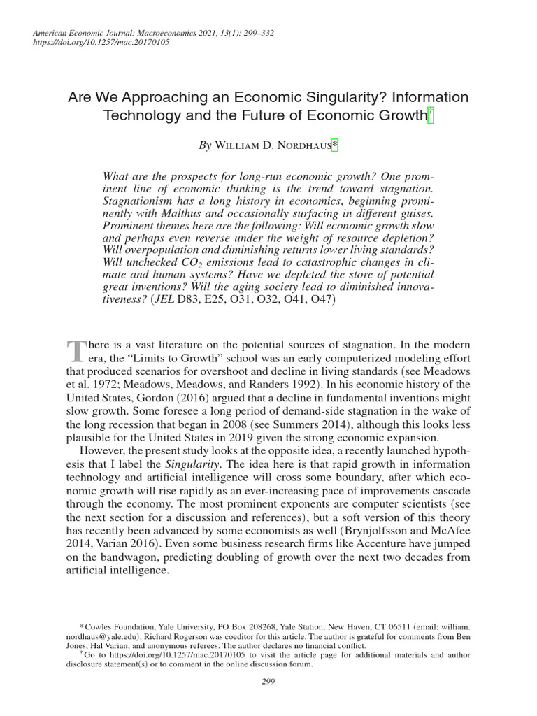 Are We Approaching An Economic Singularity | PDF