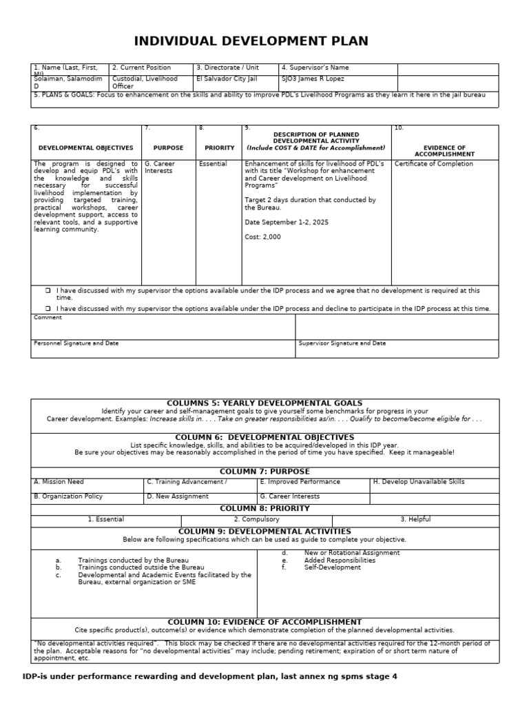 BJMP Idp Form Jo1 Solaiman | PDF