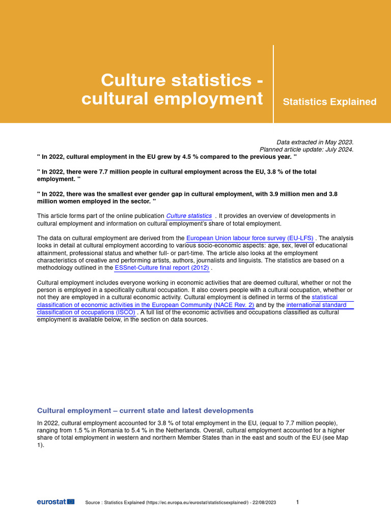 EU Cultural Employment Trends 2022 | PDF | European Union | European ...