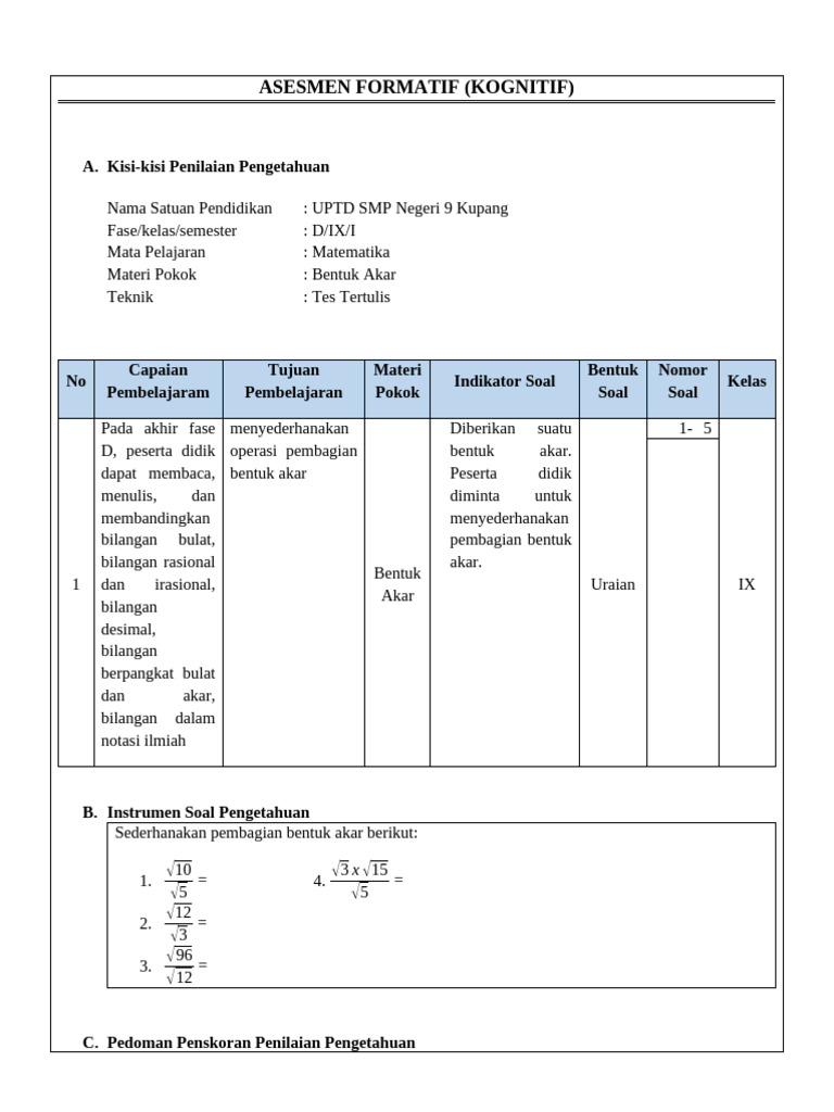 ASESMEN FORMATIF | PDF