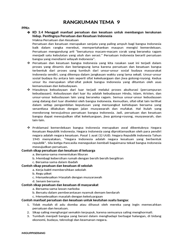 Rangkuman KELAS 5 TEMA 9 | PDF