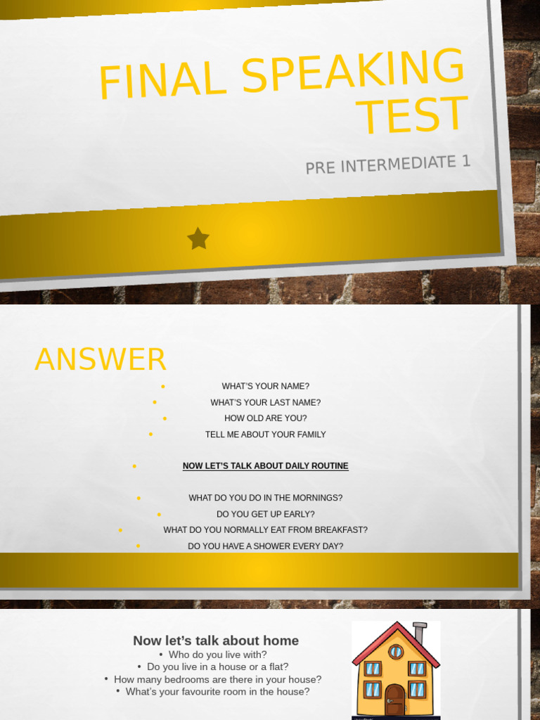Pre-Intermediate Speaking Test Guide | PDF | Language Arts & Discipline