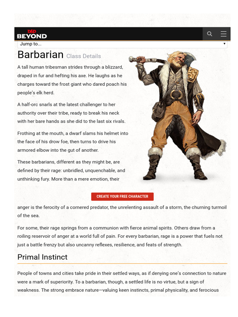 WWW Dndbeyond Com Classes Barbarian | PDF