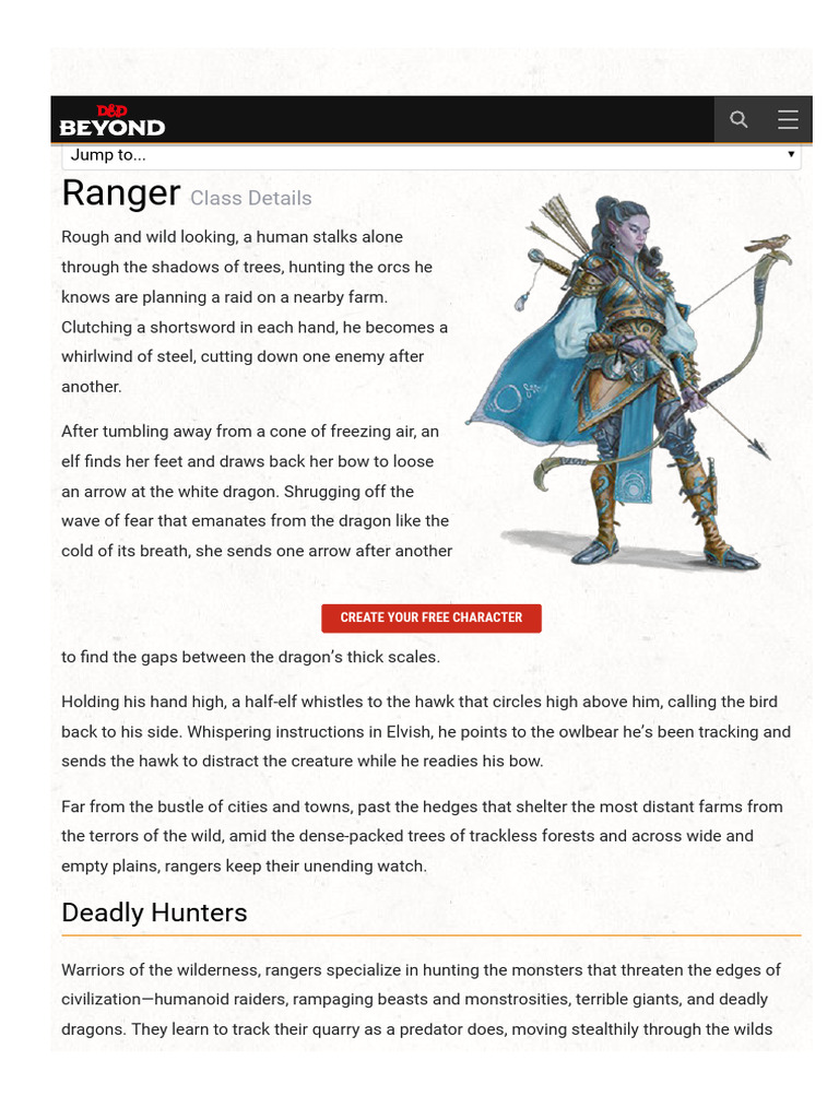 WWW Dndbeyond Com Classes Ranger | PDF