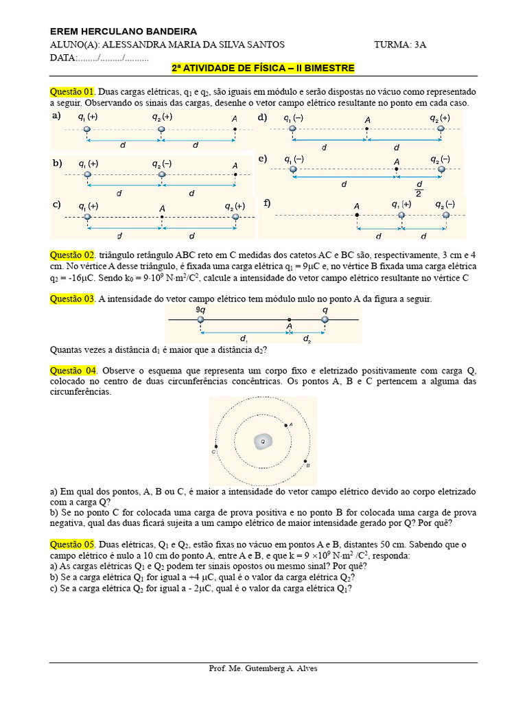 2 Atividade de Física - 3a | PDF | Triángulo | Geometría Elemental
