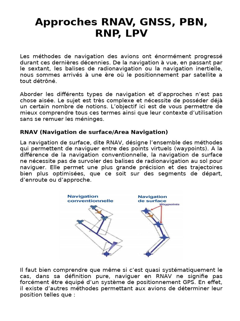 Approches RNAV, GNSS, PBN, RNP, LPV | PDF