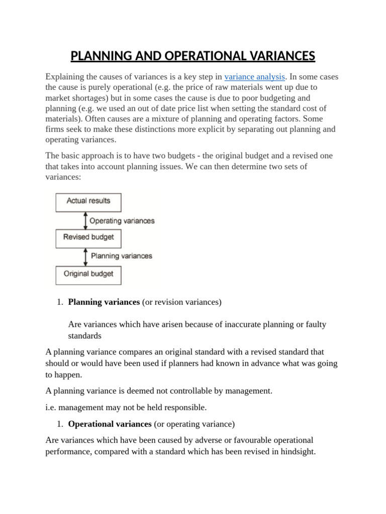 PLANNING AND OPERATIONAL VARIANCES 30042024 100928am | PDF