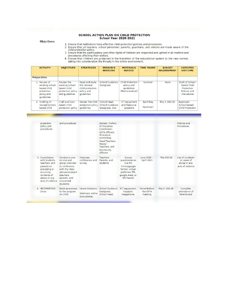Sample Plan For Child Protection Policy | PDF