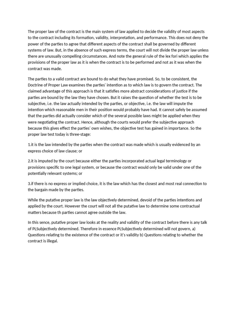 Difference Between Proper Law and Putative Law | PDF