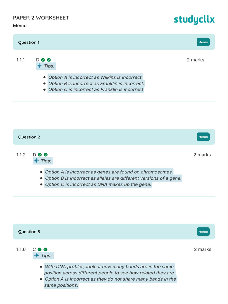 PAPER 2 WORKSHEET Questions With Memos | PDF