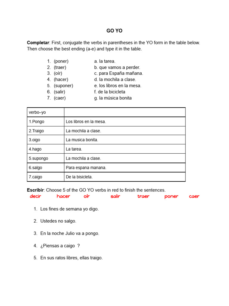 Spanish - GO YO | PDF
