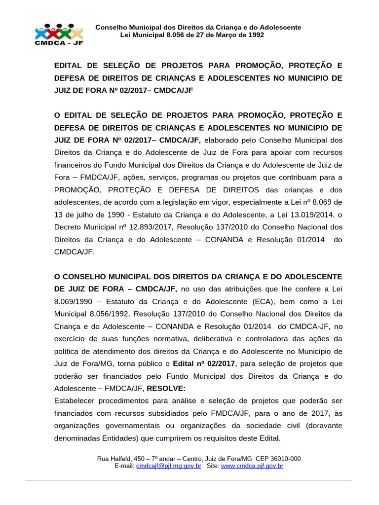 CMDCA - Edital 02-2017 - 173729 | PDF