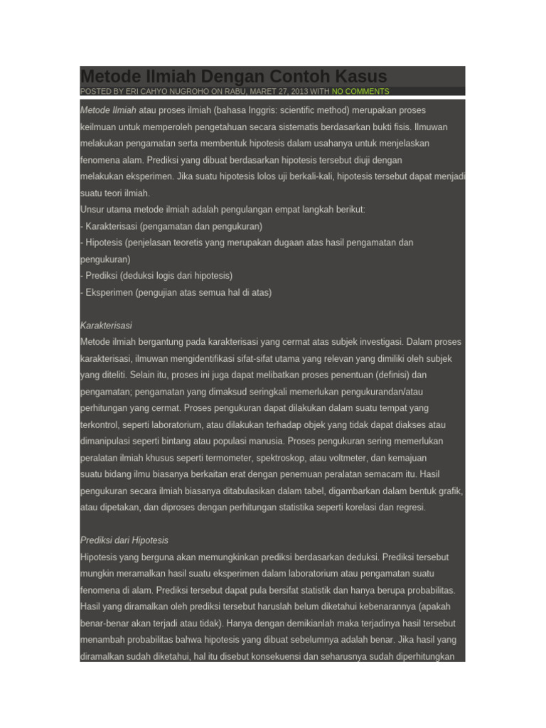 contoh metode ilmiah 3 | PDF