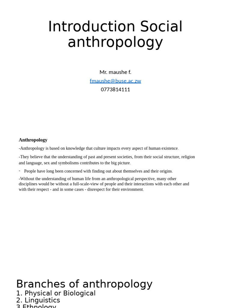 Introduction Social Anthropology Power Point Notes | PDF
