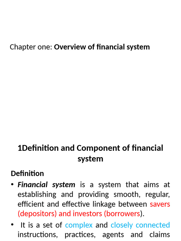 chapter one an overview of the financial system | PDF