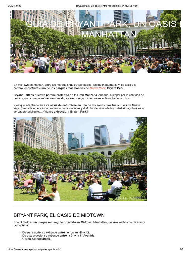 Bryant Park: Oasis en Manhattan | PDF | Nueva York
