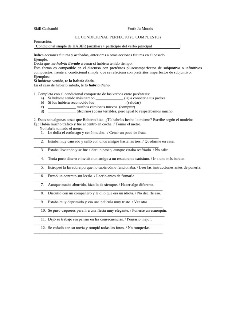 Condicional Compuesto | PDF | Lingüística | Gramática