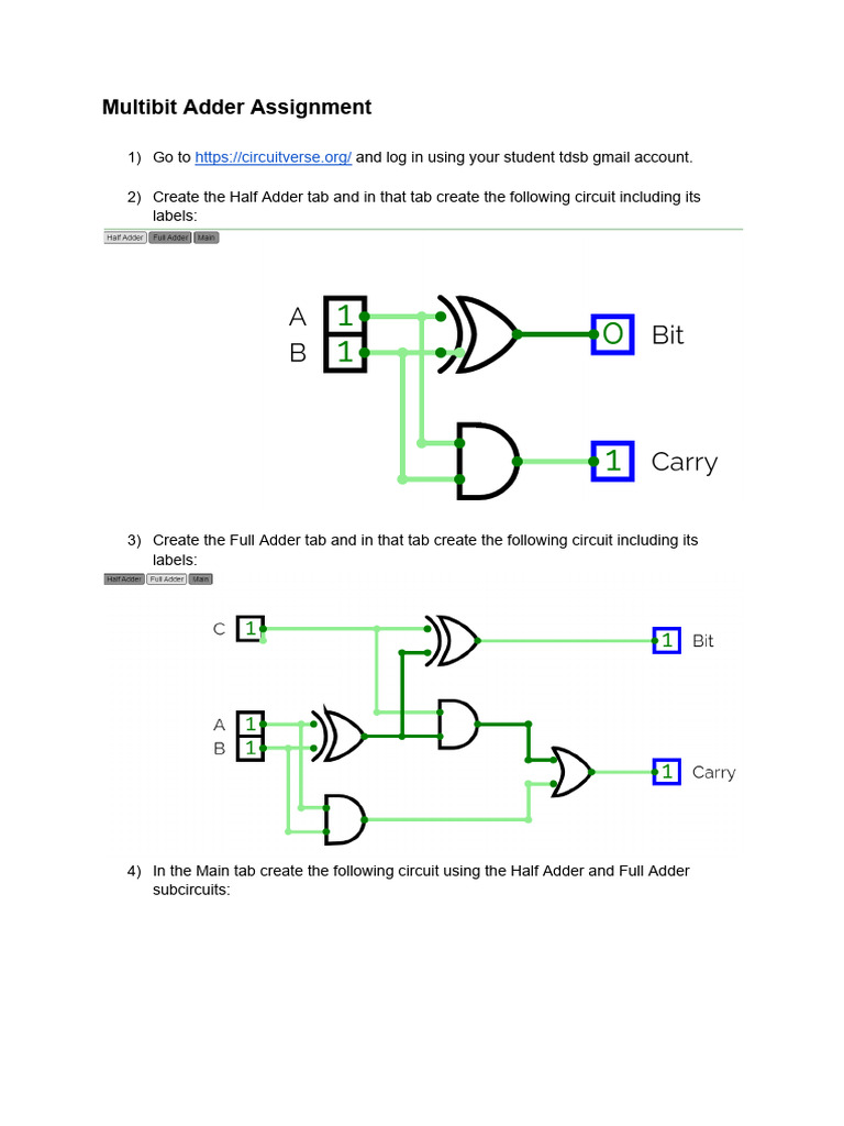 Multibit Adder Assignment | PDF