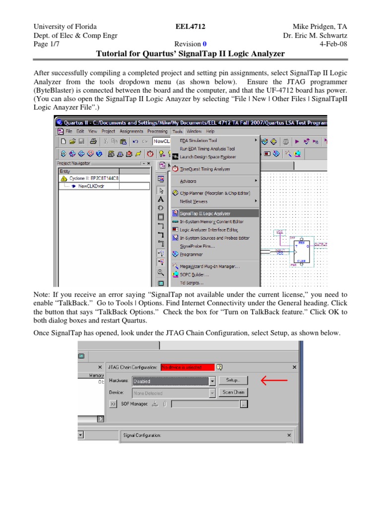 Tutorial For Quartus Signaltap Ii Logic Analyzer Pdf Field Programmable Gate Array