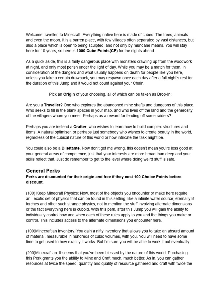 Generic Minecraft Jump v1.1 | PDF