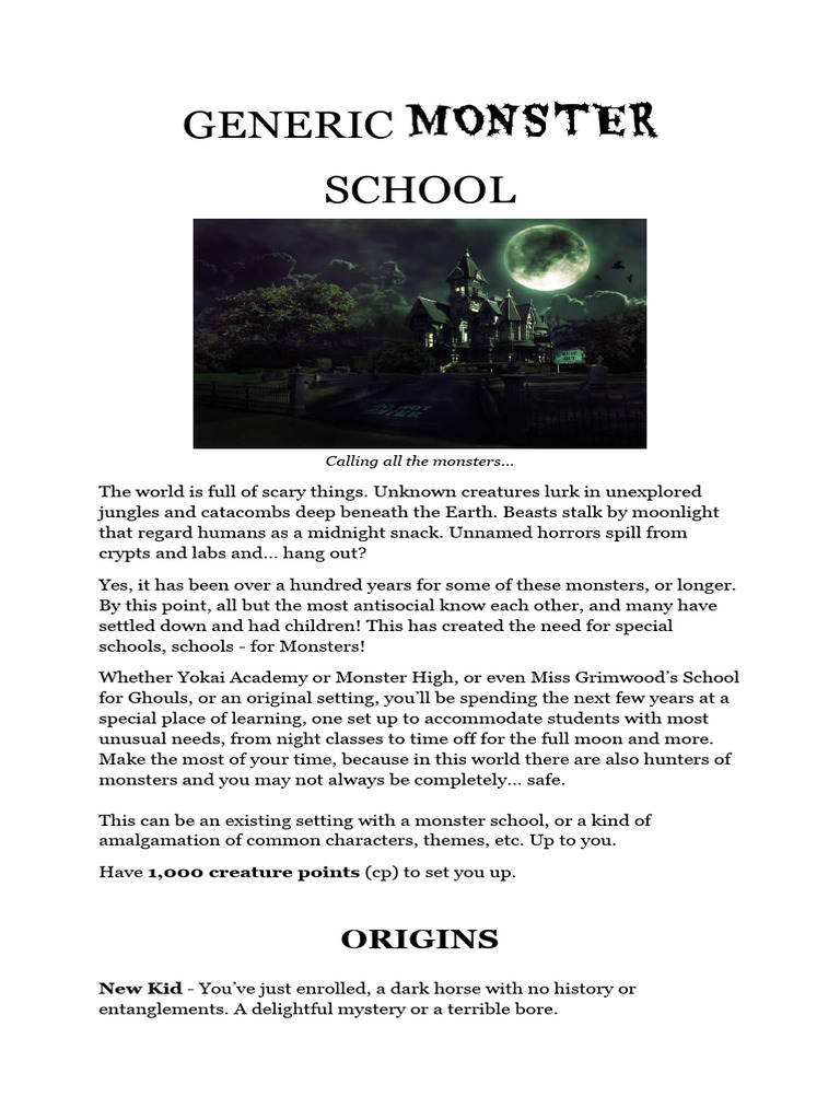 Generic Monster School | PDF