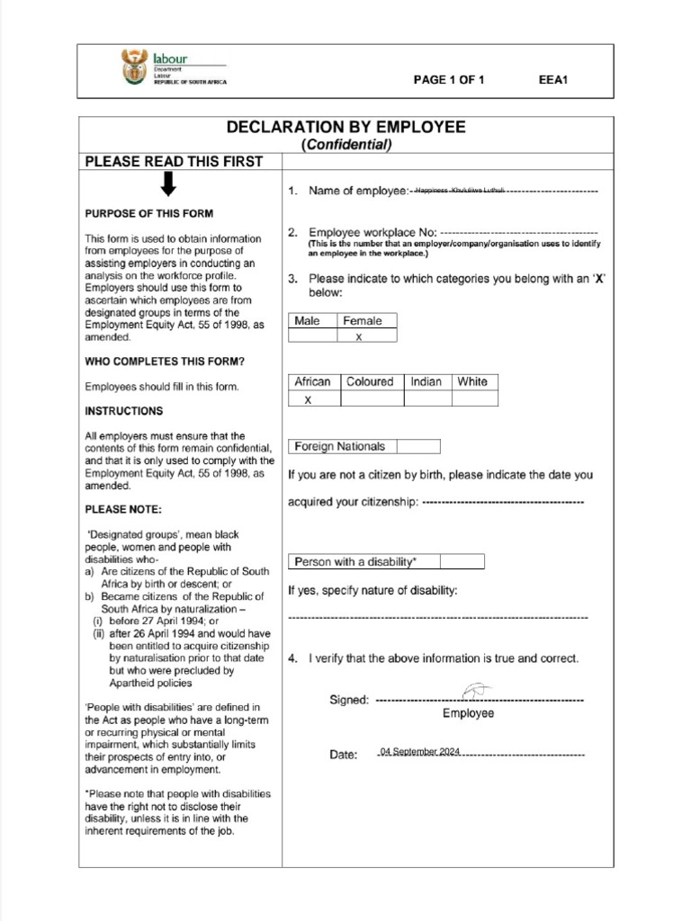 EEA1 FORM 1 page | PDF
