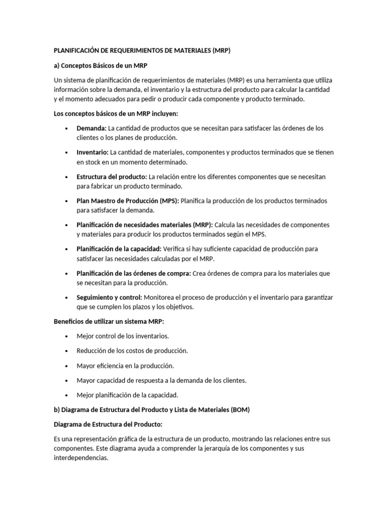 PLANIFICACIÓN DE REQUERIMIENTOS DE MATERIALES | PDF