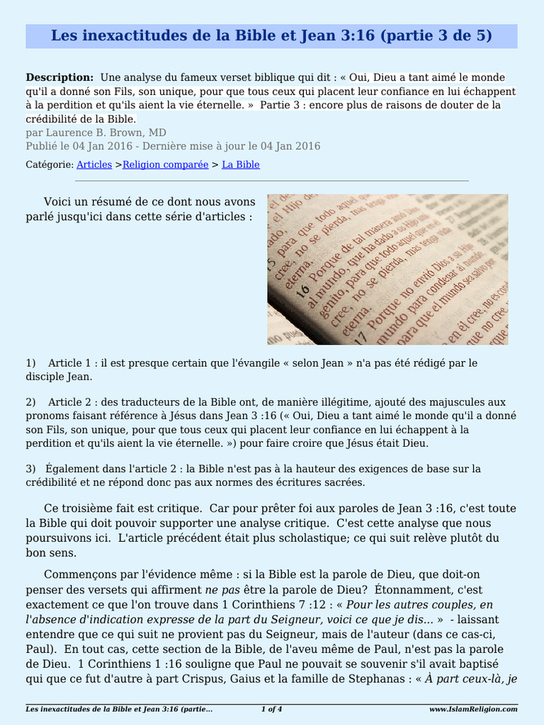 Biblical Inaccuracy and John 3 10604 FR | PDF