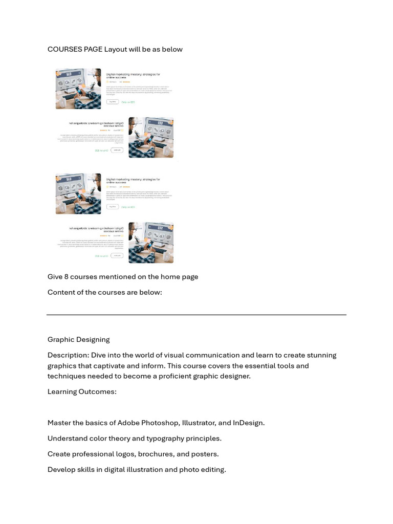 COURSES Page Layout and Content | PDF