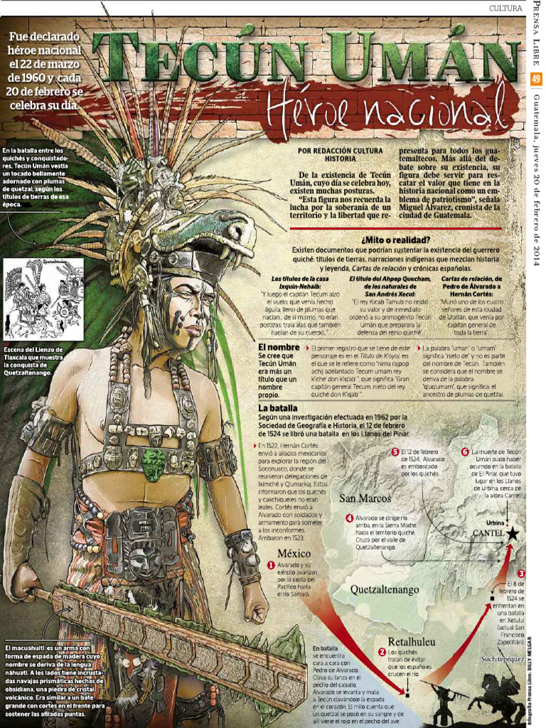 Tecun Uman Tecun Human Heroe Nacional Conquista Historia Guatemala ...
