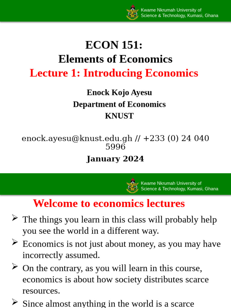 ECON 151 Lecture 1 | PDF