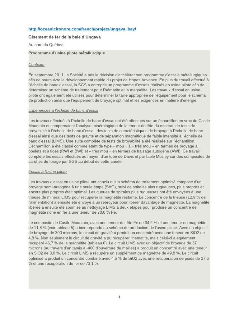 04A - Concassage - Broyage - Concentration Gravimétrique D'un Minerai de Fe | PDF
