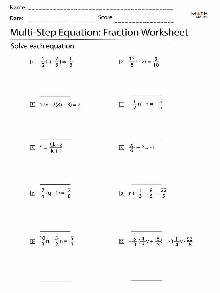 Multi Step Equations Worksheet With Answers | PDF
