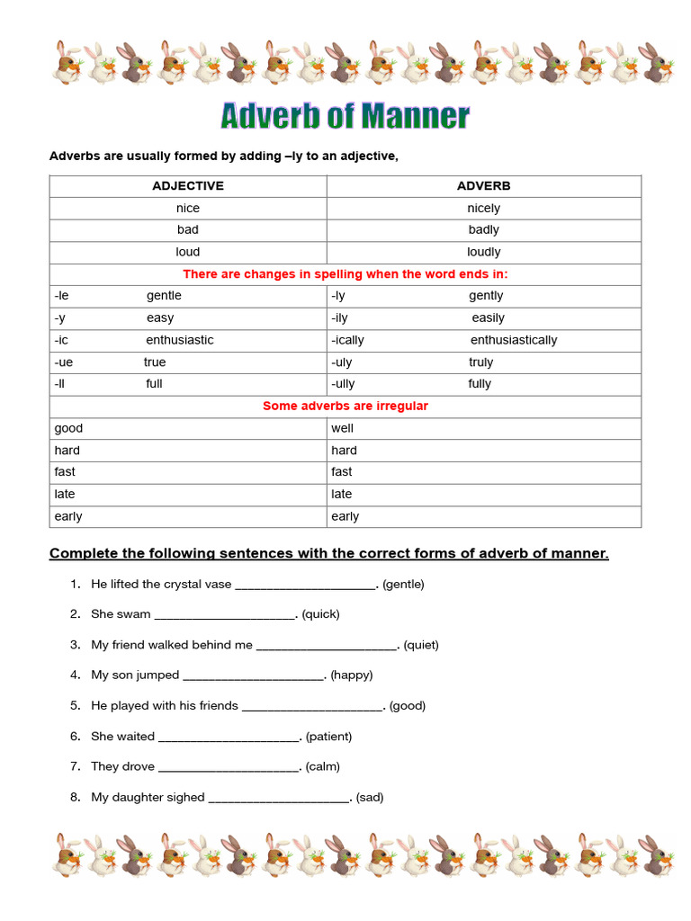 Adverb of Manner | PDF