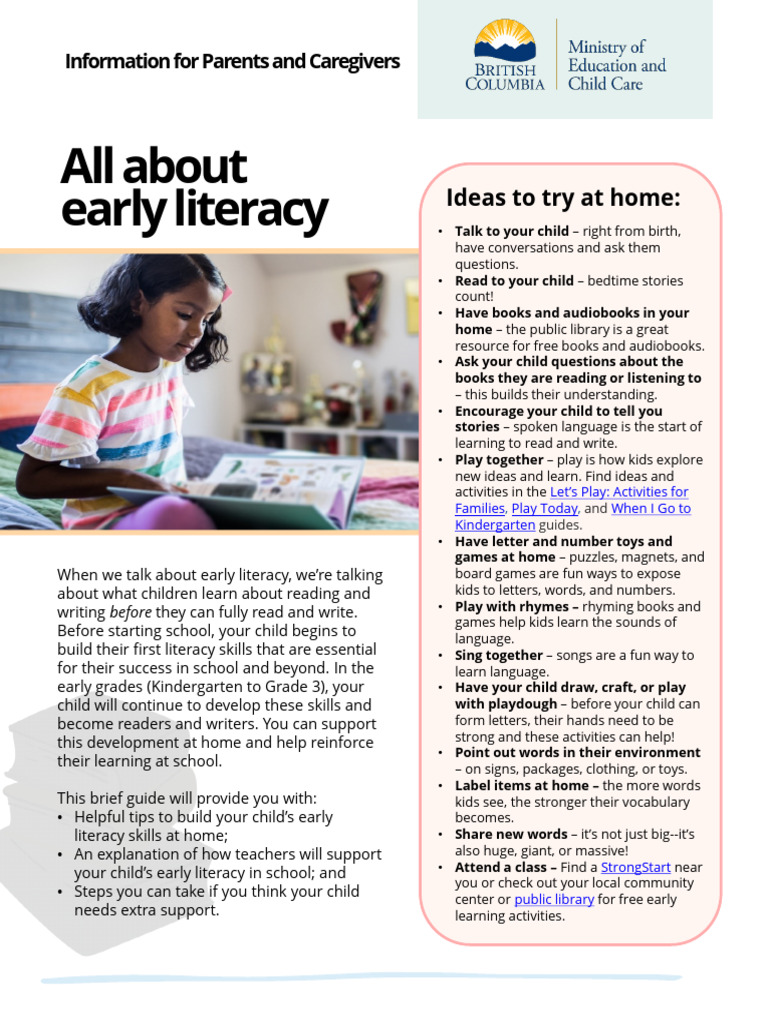 All About Early Literacy-Information For Parents and Caregivers | PDF ...