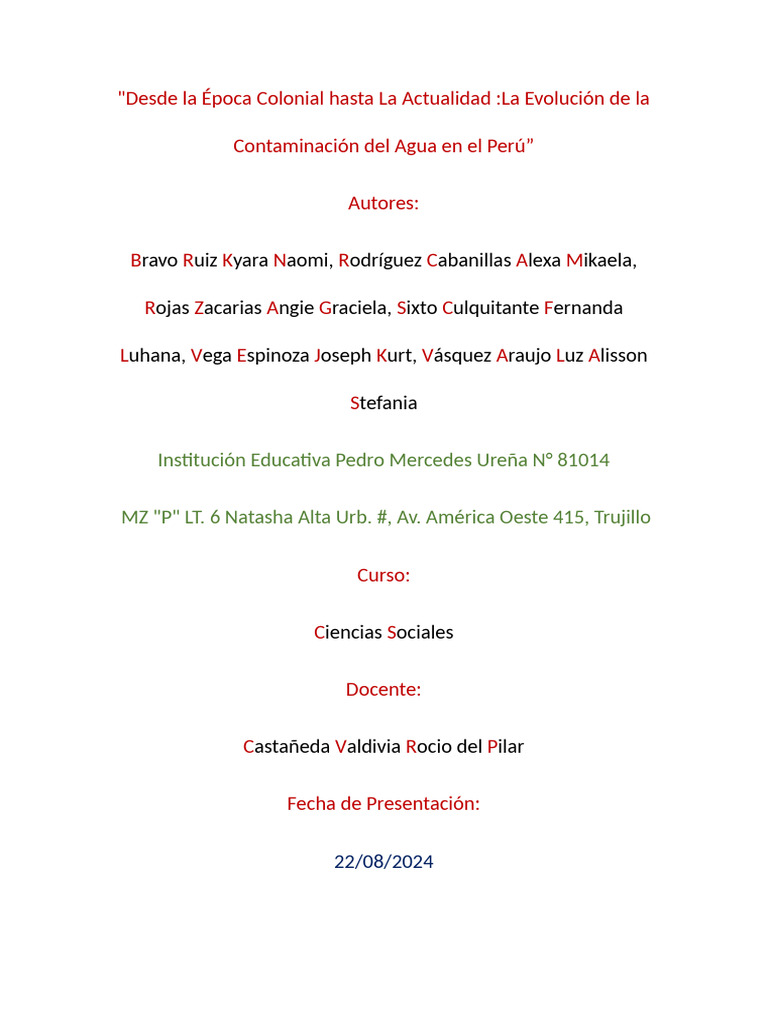 Informe de Ciencias Sociales 3a | PDF