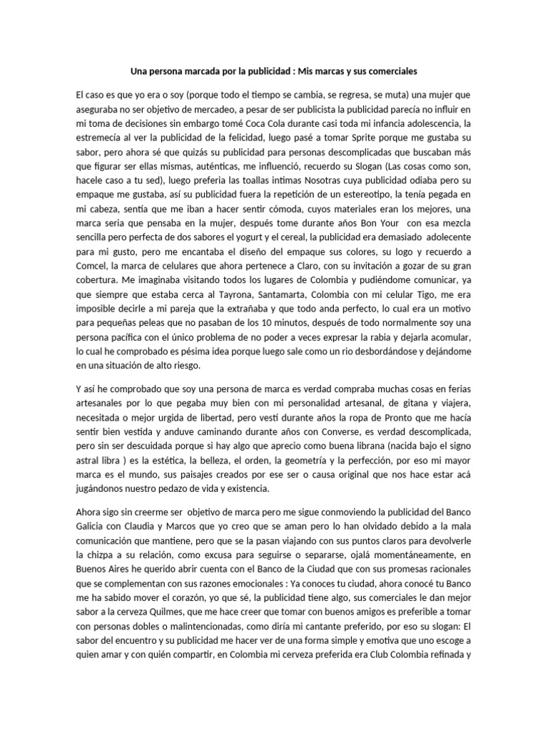 Una Persona Marcada Por La Publicidad | PDF