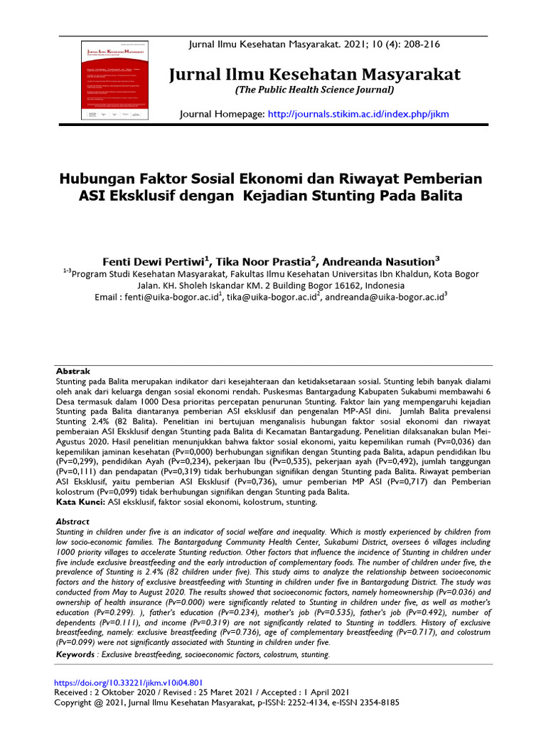 Hubungan Faktor Sosial Ekonomi Dan Riwayat Pemberi | PDF