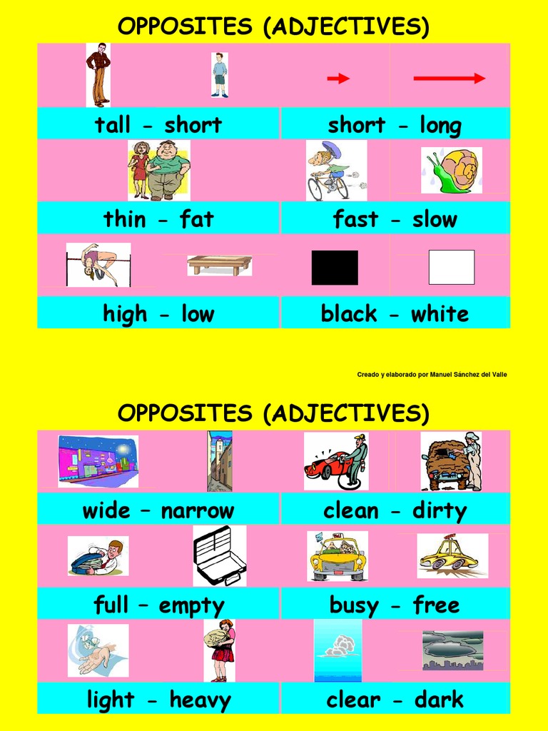 Common Adjective Opposites List | PDF